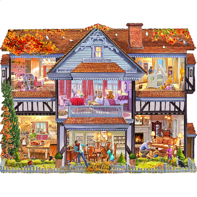 Autumn Country House - Shaped Jigsaw Puzzle | Jigsaws | Puzzle Master Inc