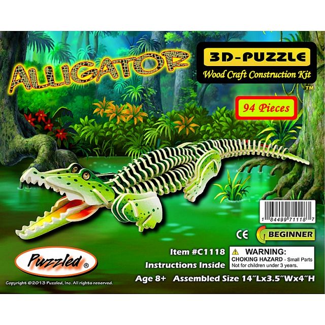 Alligator - Illuminated 3D Wooden Puzzle | Wooden Models & Kits ...