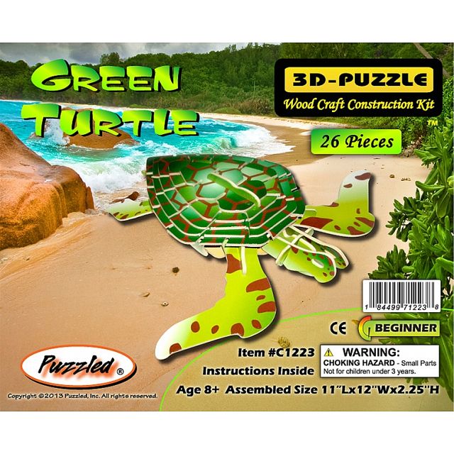 Green Turtle - Illuminated 3D Wooden Puzzle | Wooden Models & Kits ...