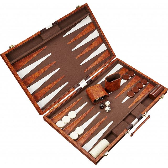 18 inch Backgammon Set - Brown and White | Backgammon and Checkers ...