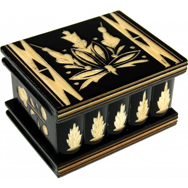 Romanian Puzzle Box - Small Black | Wooden Puzzle Boxes | Puzzle Master Inc