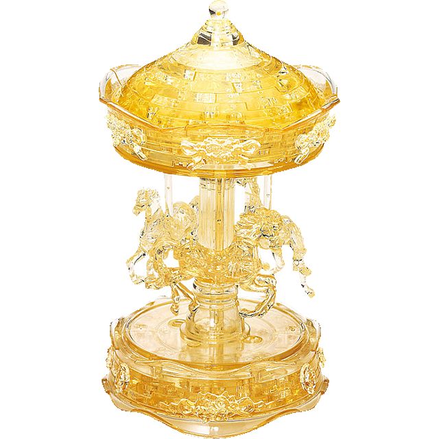 3D Crystal Puzzle Deluxe - Carousel (Gold) | 3D Crystal Puzzles ...