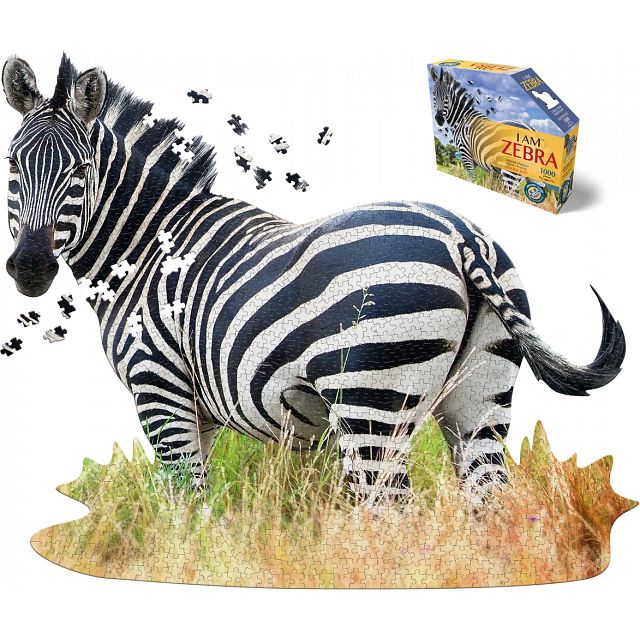 I AM Zebra - Shaped Jigsaw Puzzle | 1000 Pieces | Puzzle Master Inc