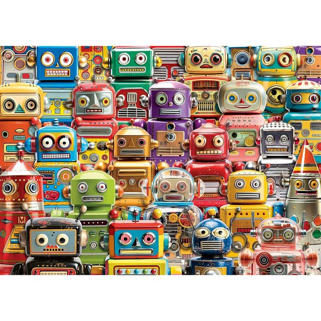 Retro Robots - Large Piece Format | 500-749 Pieces | Puzzle Master Inc
