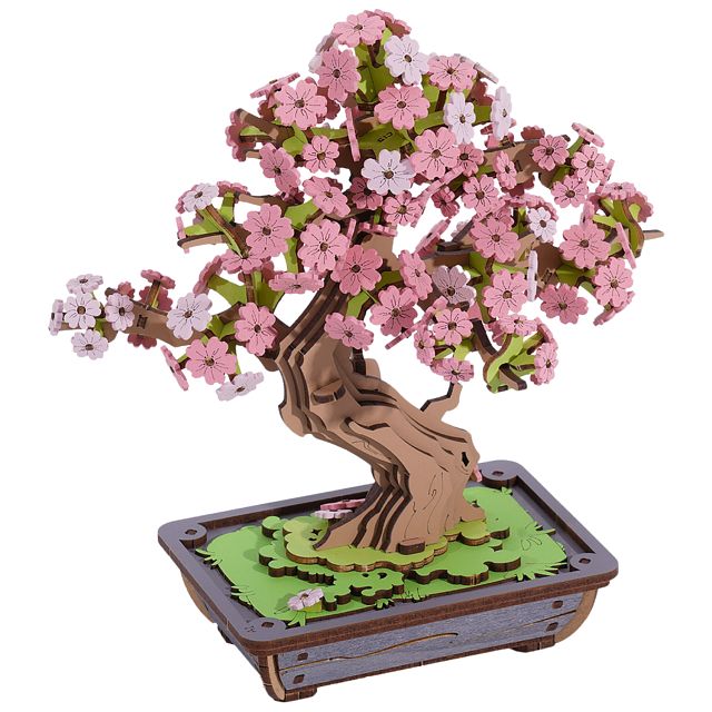 Rolife 3D Puzzle Creation Set - Sakura Bonsai | Wooden Models & Kits | Puzzle Master Inc