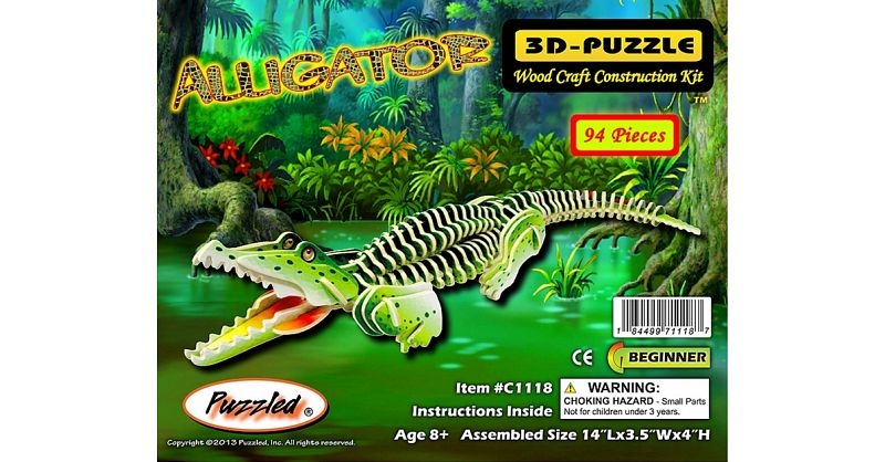 Alligator - Illuminated 3D Wooden Puzzle | Wooden Models & Kits ...