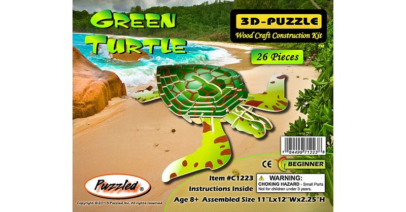 Green Turtle - Illuminated 3D Wooden Puzzle | Wooden Models & Kits ...