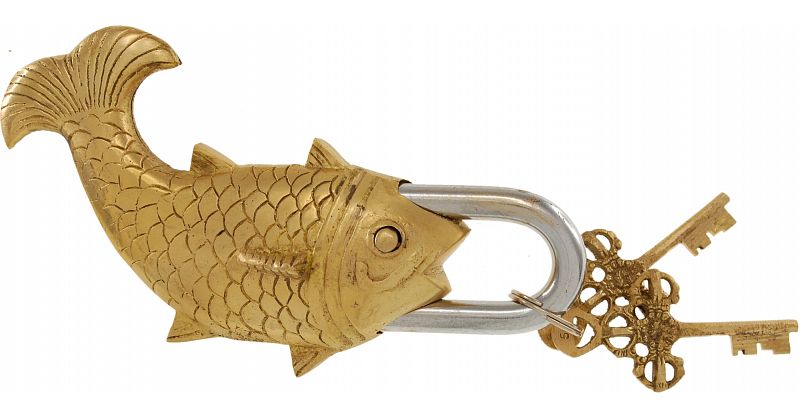Brass Fish Trick Puzzle Padlock | Metal Puzzle Locks | Puzzle Master Inc