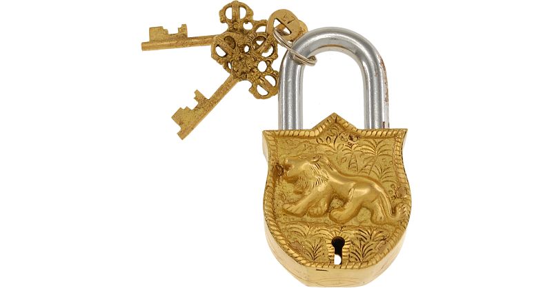 Brass Puzzle Trick Padlock - Lion | Puzzle Locks | Puzzle Master Inc
