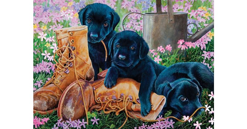 Black Lab Puppies - Tray Puzzle | 1-100 Pieces | Puzzle Master Inc