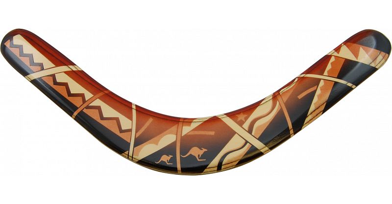 Kookaburra - decorated wood boomerang - Right Handed | Boomerangs ...