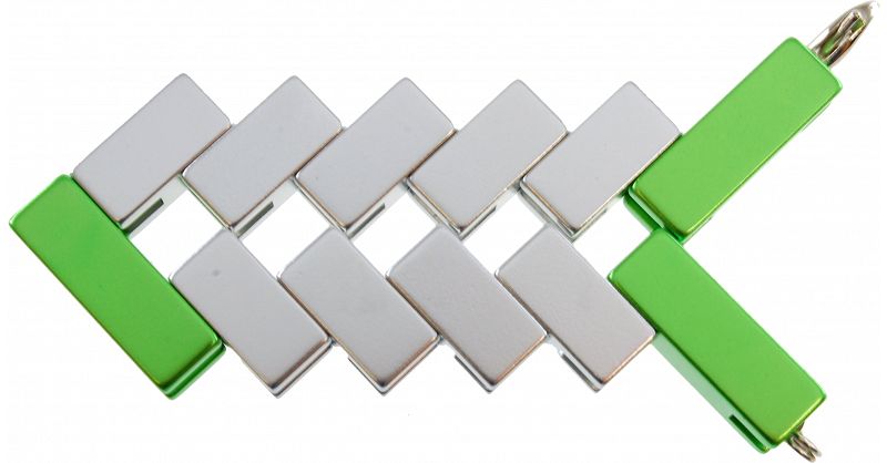 Mini Line Cube - Green | More Metal Puzzles | Puzzle Master Inc