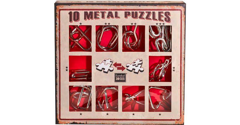 10 Metal Puzzle Set - Red | More Wire Puzzles | Puzzle Master Inc