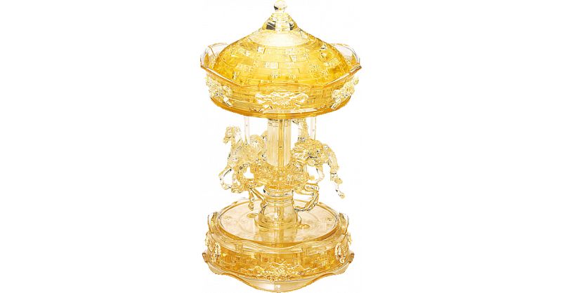 3D Crystal Puzzle Deluxe - Carousel (Gold) | 3D Crystal Puzzles ...
