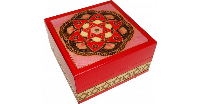 Star of David & Flower Secret Box - Red | Puzzle Boxes / Trick Boxes | Puzzle Master Inc