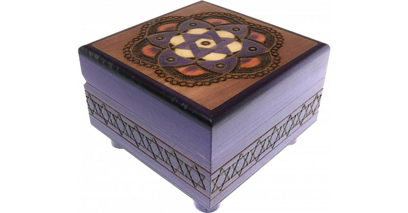 Star of David & Flower Secret Box - Purple | Wooden Puzzle Boxes ...
