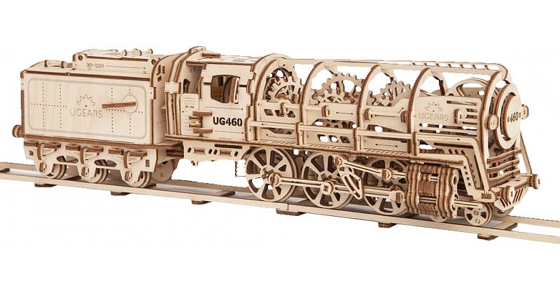Mechanical Model - Steam Locomotive with Tender | Wooden Models & Kits ...