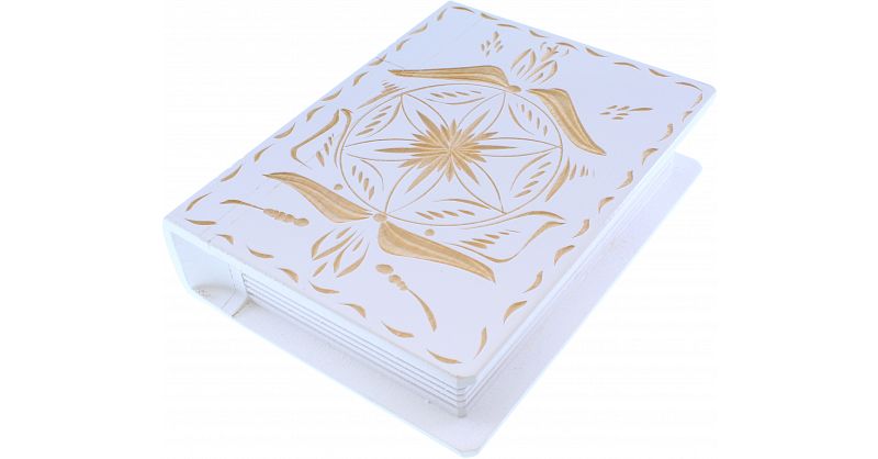 Romanian Secret Book Box - White | Puzzle Boxes | Puzzle Master Inc