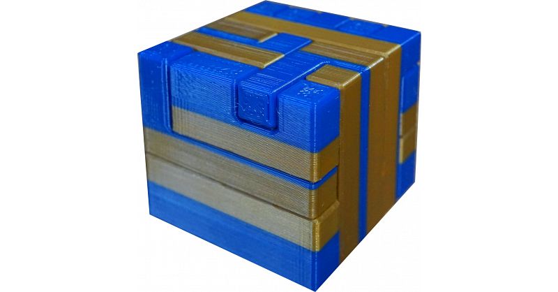 Impossible Cube 2 (Blue and Gold) | 3D Printed Puzzles | Puzzle Master Inc