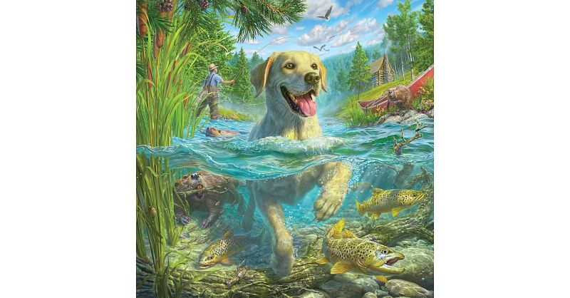 Mark Fredrickson: Yellow Lab Swimming | 500-749 Pieces | Puzzle Master Inc