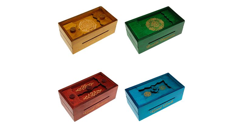 Group Special - Set of 4 Secret Opening Boxes - Engraved | Puzzle Boxes ...
