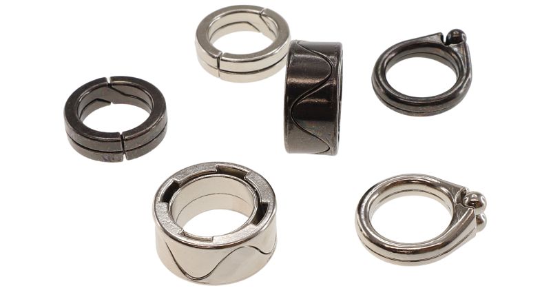 Wisdom Ring 2 Band - Silver & Black Puzzle Rings Set of 6 | More Metal ...