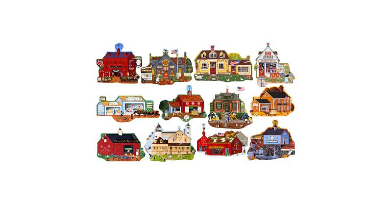 Main Street - 12 Mini Shaped Puzzles | Shaped | Puzzle Master Inc