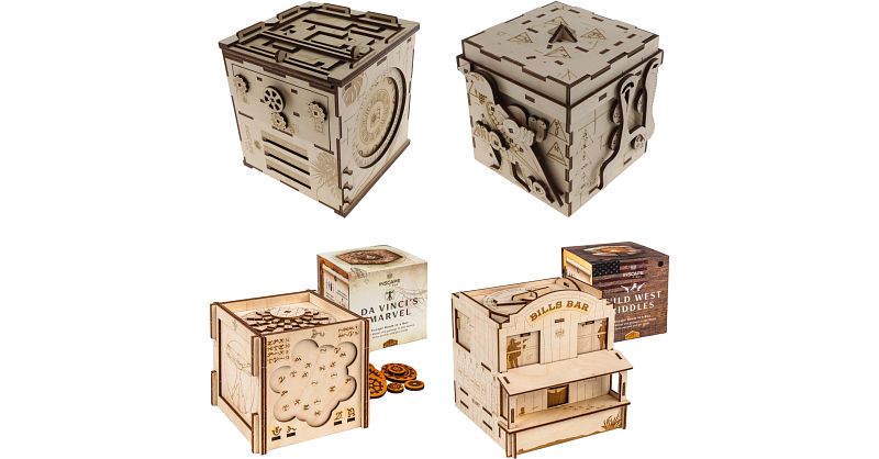 Inscape: Escape Room in a Box - Set of 4 Puzzles | Puzzle Boxes / Trick Boxes | Puzzle Master Inc
